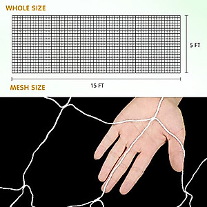 Hoople 5X15ft Garden Plant Trellis Netting Mesh Flexible String Net with Square Mesh for Climbing Plants, Vegetables, Fruits, and Flowers