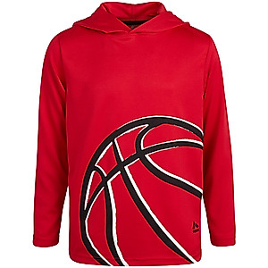 RBX Boys' Sweatsuit Set – 4 Piece Thermal Sports Hoodie and Tricot Jogger Pants (8-12), Size 10, Red Basketball/Black Football