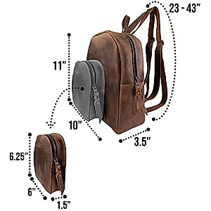 Heather's, Backpack Handmade from Full Grain Leather - Adjustable Straps - Carry, Organize and Store Notebooks, Make Up, Phone, Great for Travel - Bourbon Brown