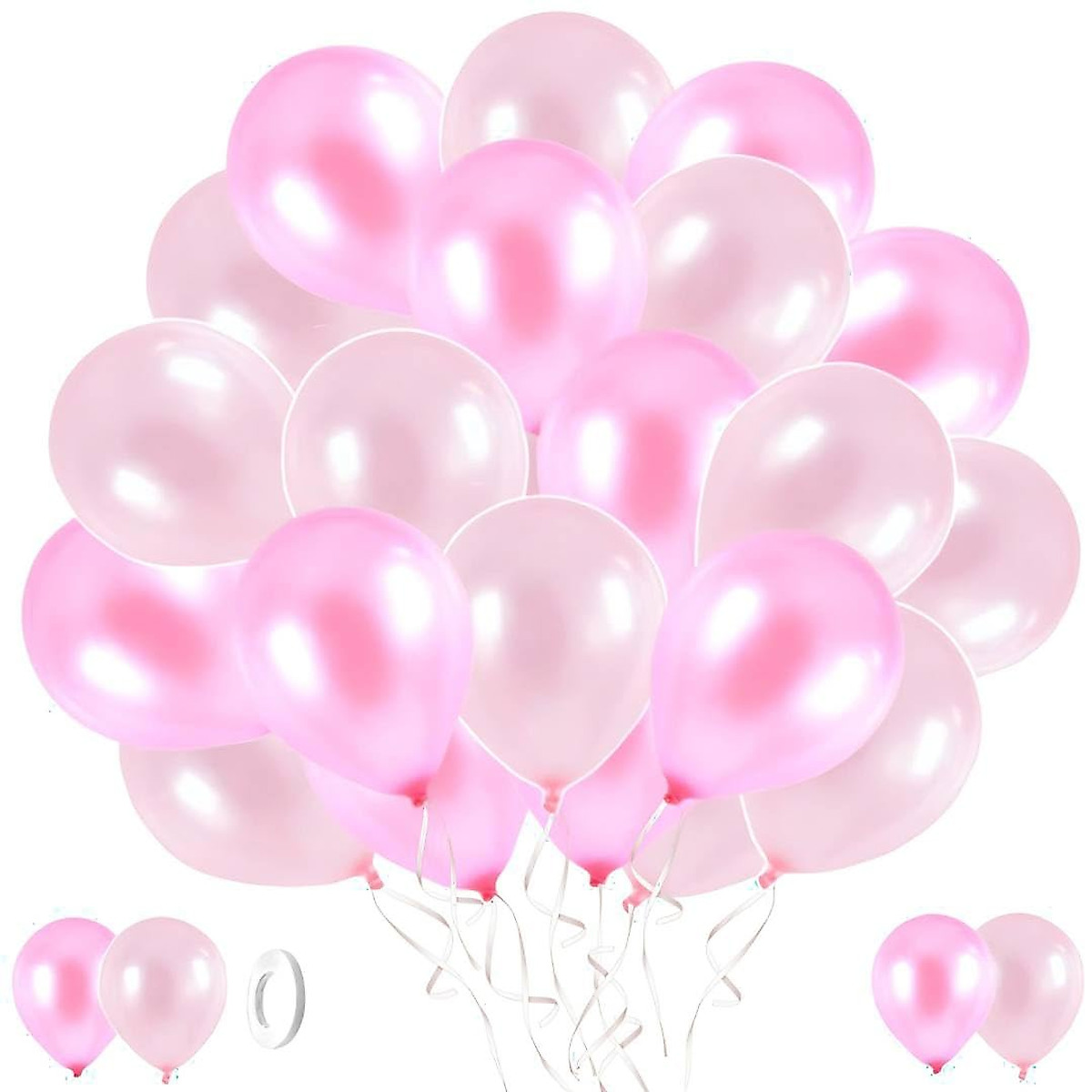 50 Pcs Pink Balloons Set for Parties, Hot Pink & Pink Pearl - Durable Thick Latex Balloons for Party Decorations,Pink Balloons Pack,Ideal for Birthday,Wedding,Bridal Shower