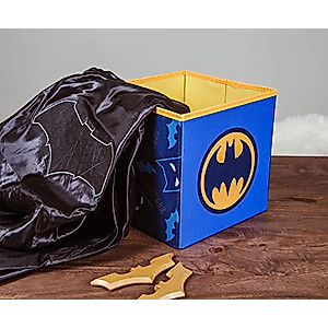 DC Comics Batman Logo 11-Inch Storage Bin Cube Organizer | Fabric Basket Container, Cubby Cube Closet Organizer | Comic Book Superhero Toys, Gifts And Collectibles