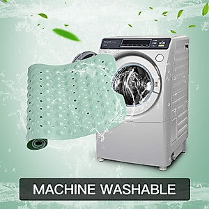 YINENN Bath and Shower Safety Mats 40x16 inch, Non Slip with Suction Cups for Bathroom Stall and Tub Floor, Extra Large and Machine Washable, Drain Holes Keep Bathtub Clean, Light Green