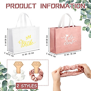 Sweetude 24 Pcs Bridesmaid Gift Bags Including 12 Pcs I Do Crew Bachelorette Bags, 12 Pcs Silk Bridesmaid Scrunchies Bridal Party Gifts Reusable Bridesmaid Gifts for Wedding Bridal (White, Champagne)