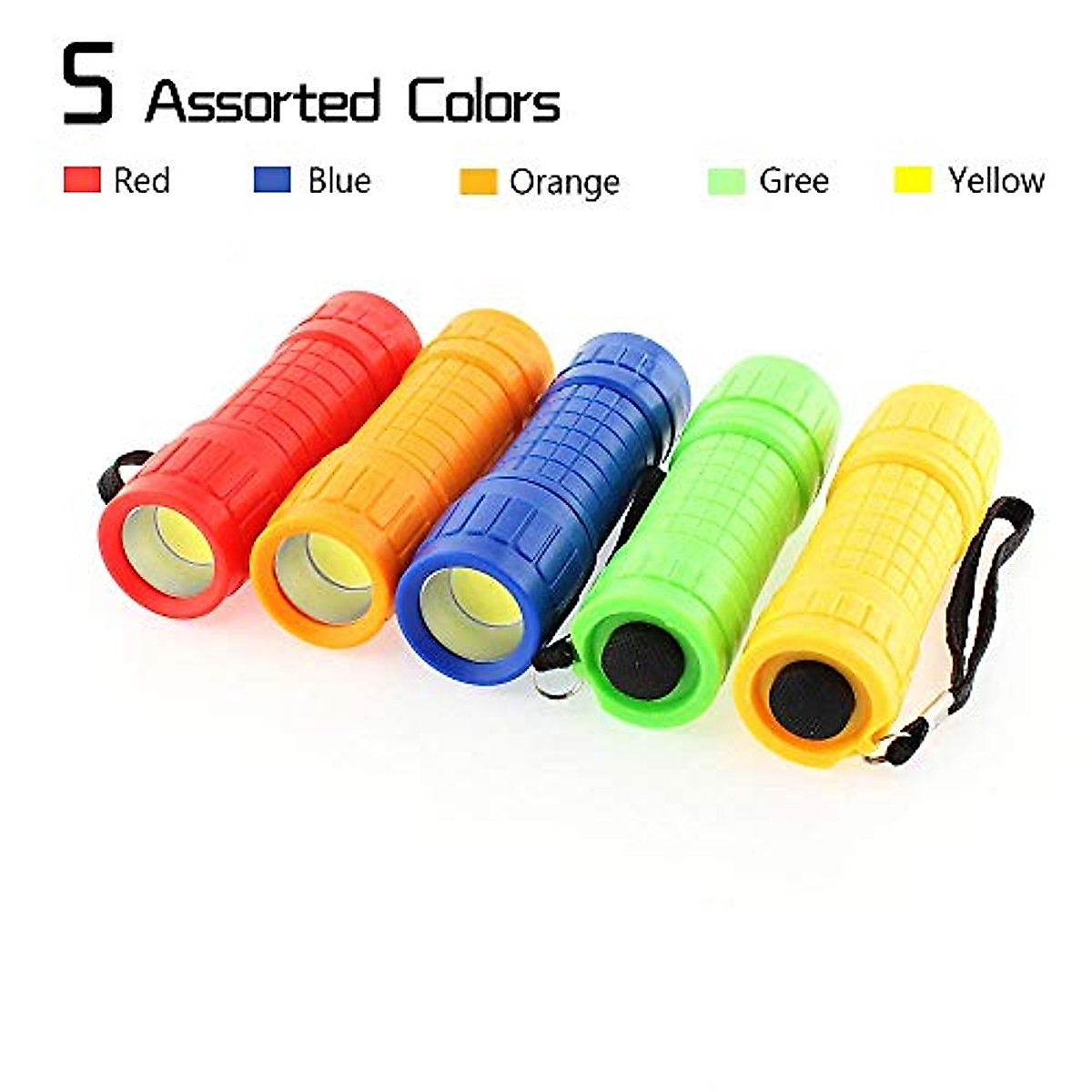 30-Pack Small Mini Flashlight Set, 5 Colors, COB LED Handheld Flashlight with Lanyard,90-Pack AAA Battery Included for Kids/Night Reading/Party/Camping/Emergency/Hunting