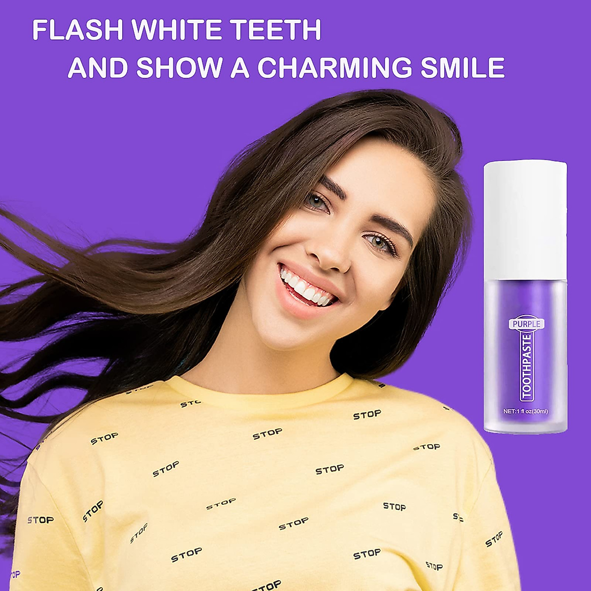 Purple Toothpaste for Extra Teeth Whitening, Stain Removal, Purple Tooth Gel Suitable for Sensitive Teeth and Gum Repair