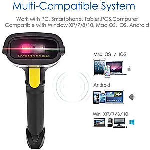 NETUM 2D Barcode Scanner, Compatible with 2.4G Wireless & Bluetooth & USB Wired Connection, Connect Smart Phone, Tablet, PC, 1D Bar Code Reader Work for QR PDF417 Data Matrix NT-1228BL