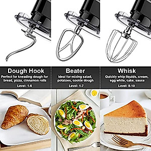 Upgraded Household Stand Mixer for Peicual 800W 10+P Speed High-Performance Tilt-Head Electric Kitchen Mixer 5.5Qt Stainless Steel Bowl with Dough Hook Flat Beater Wire Whisk & Splash Guard - Black