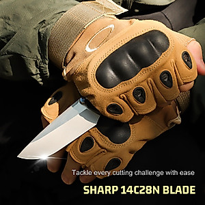 XTOUC SG Pocket Knife for Men,14C28N Sharp Blade G10 Handle,Thumb Stud Opener Folding Knives for Outdoor Camping Survival Hiking