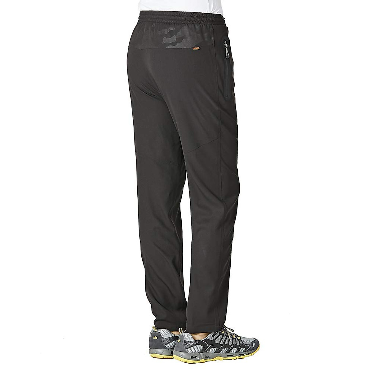 YSENTO Mens Track Pants Quick Dry Lightweight Joggers Athletic Hiking Pants Zipper Pockets Black Size XL