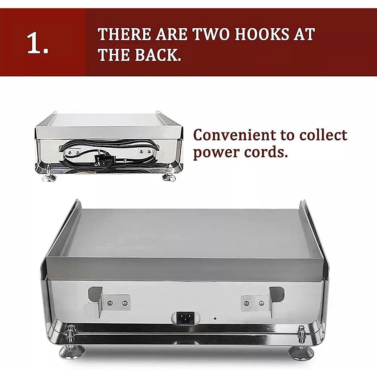 2300W Commercial Electric Frying Pan, Non Stick Temperature Controlled Multi-Functional Snack Kitchen Appliance, Teppanyaki, Pancake, Steak, Fried Rice, Fried Egg, Teppanyaki Squid, Etc