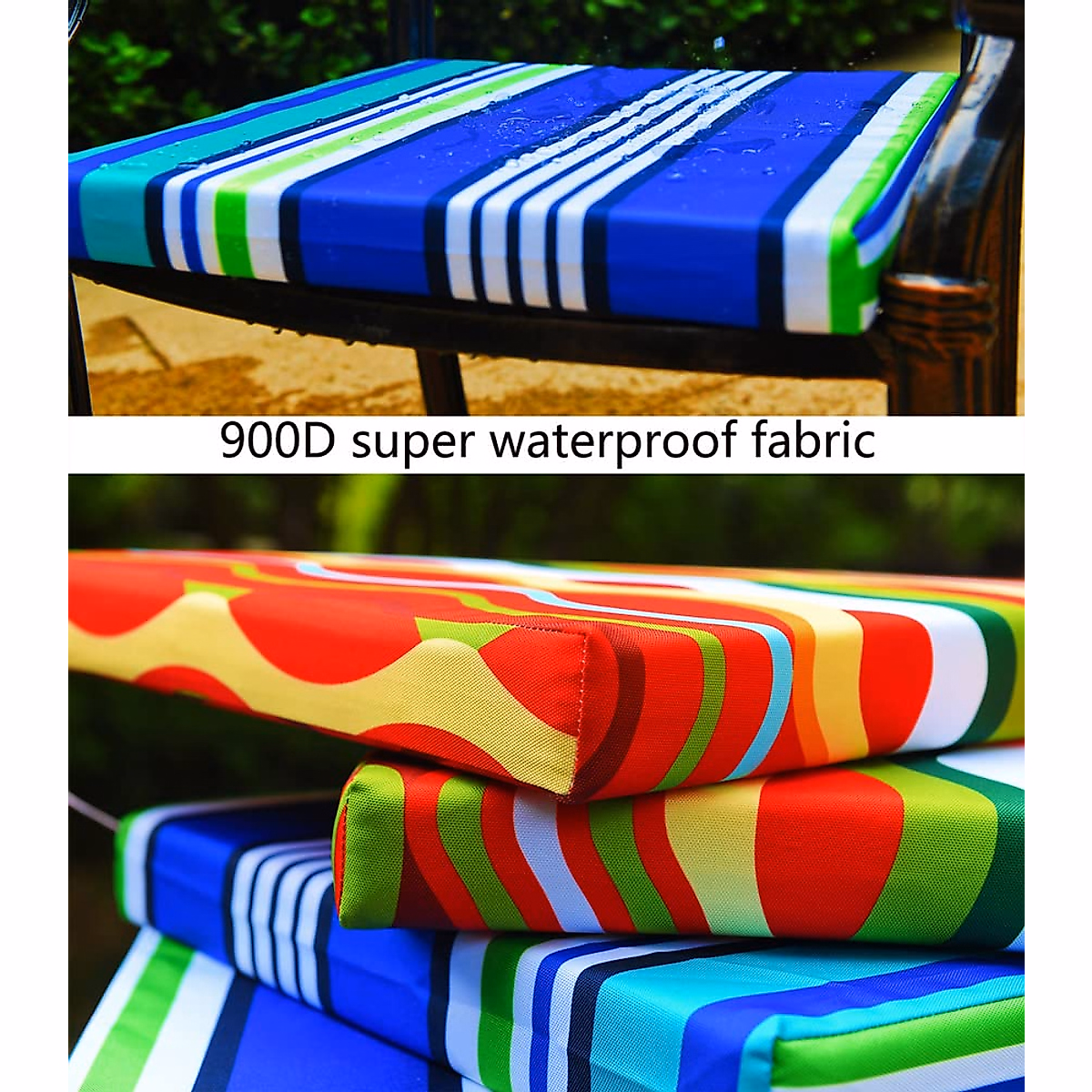 Outdoor Bench Cushion 48x17in Waterproof Patio Furniture Cushions Long Time Color Fastness Garden Sofa Settee Couch Swing Pads Thickened Sponge Filling Bench Cushions For Indoor Furniture/Blue