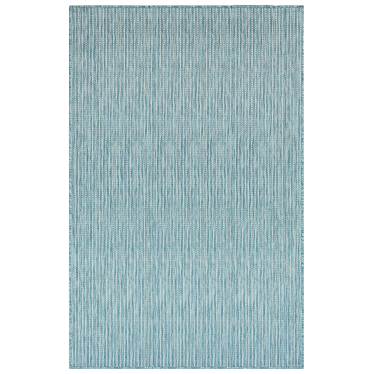 Liora Manne CARMEL Indoor/Outdoor Power Loomed Synthetic Blend Low Profile Area Rug - Transitional Stripe Global Colorful (Texture Stripe Aqua) (7'10" x 9'10")