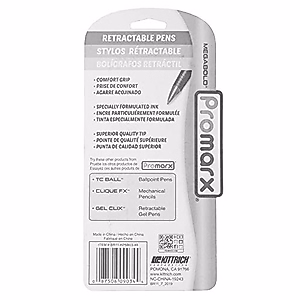 Promarx Megabold Retractable Ballpoint Pens with Comfort Grip, 1.6 mm, Black, 3 Count