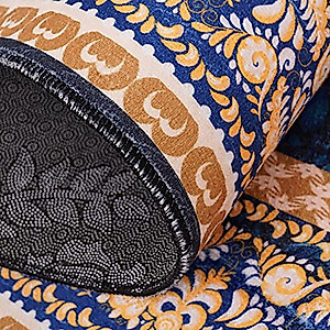 ANswet Area Rug Modern Flannel Non-Slip Floor Mat Living Room Bedroom Tassels Carpet Home Decor Rectangle 4 * 6 Feet Blue