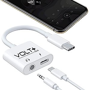 VOLT PLUS TECH USB C to 3.5mm Headphone Jack Audio Aux & C-Type Fast Charging Adapter Compatible with Your Motorola Moto G Power (2021) and Many More Devices with C-Port