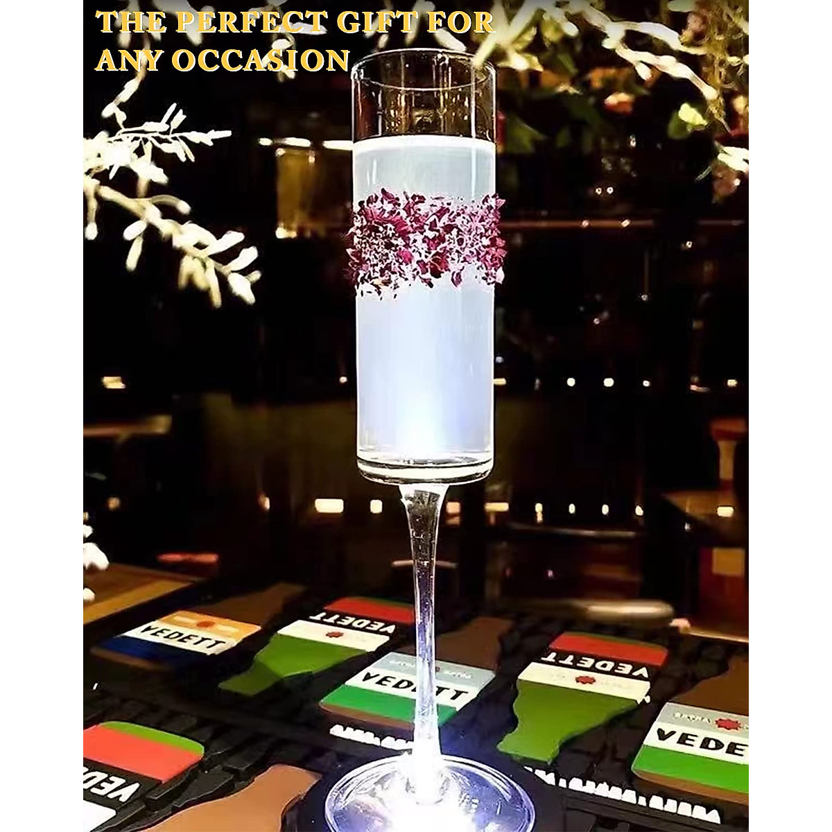 Physkoa Square Champagne Flutes Glass Set of 6-6.5 oz - Hand Blown Crystal Champagne Flutes - Modern Edge Champagne Glasses - Wedding Champagne Flutes Set - Gift for Birthday,Christmas,Party