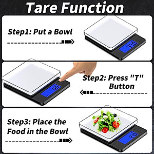 Food Kitchen Scale, Food Scales Digital Weight Grams and Oz, High Precision Digital Scale, LCD Display, with 2 Trays, Cooking, Tare Function, Baking (Black)