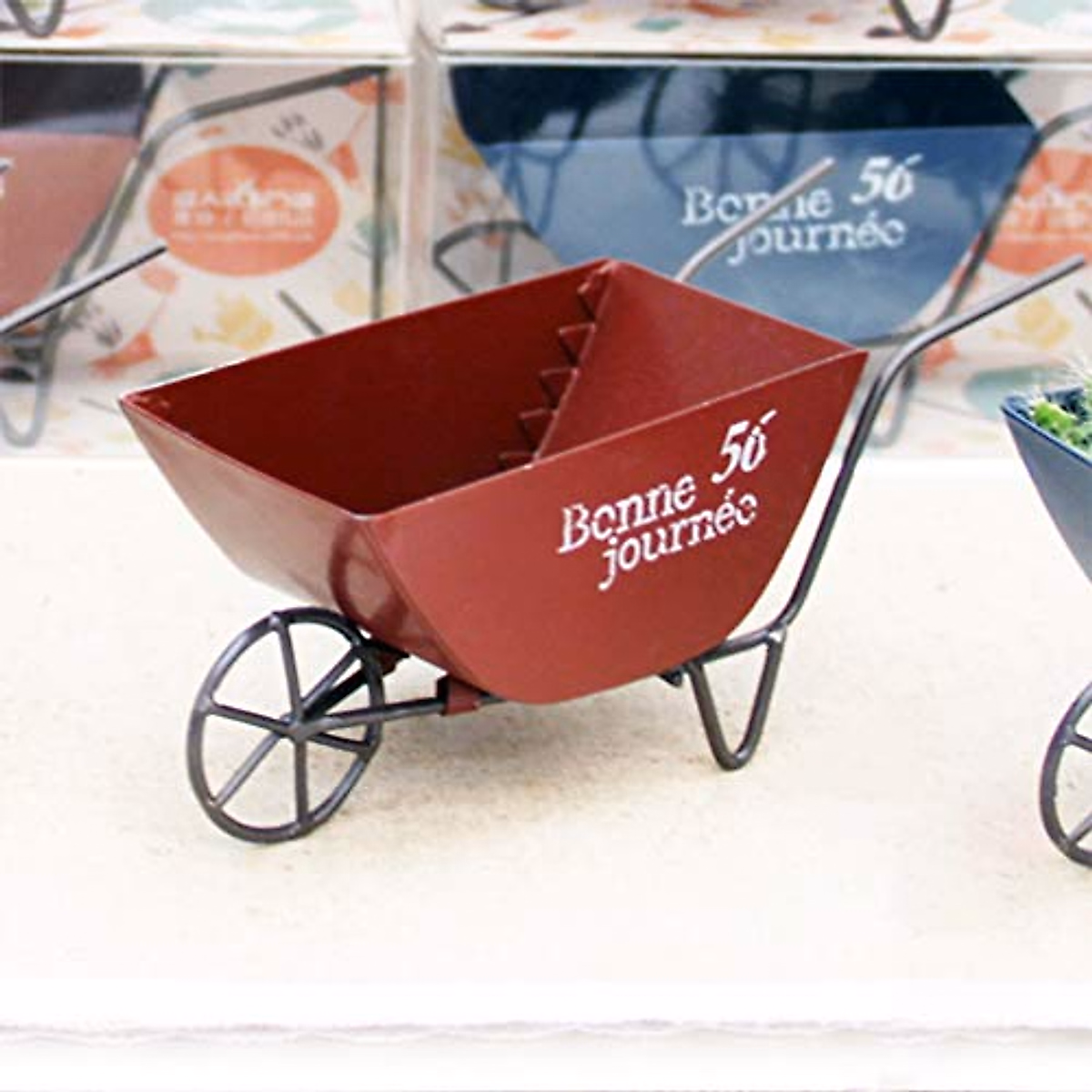Hemoton Box Wheelbarrow Miniature Wheelbarrow Decor Bicycle Planter Metal Succulent Pots Metal Standing Planter Decorative Garden Planter Mini Succulent Pot Rack Man Indoor Small Metal
