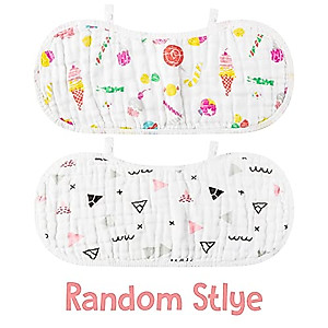 GROBRO7 5Pcs Burp Cloths Baby Bibs Muslin Burping Bid for Babies with Strawberry Flamingo Cotton Large Towels in 6 Layers Extra Absorbent Soft Machine Washable Nursery Newborn Gift 7x18.5inch