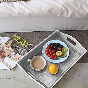 Set of 3 Large Serving Trays w/Handles Nesting Breakfast Serving Trays Afternoon Tea Tray Decorative Rectangular Display Tray Set Nested Food Tray Butler Serving Tray for Kitchen Party Dinner Snack