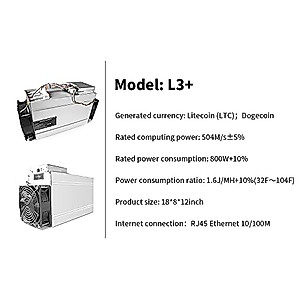 Unistar Miner AntMiner Scrypt L3+ for Litecoin and Dogecoin 504MH/s 1.6W/MH ASIC Miner, The Fastest Arrival is 2-5 Days, FBA Shipping