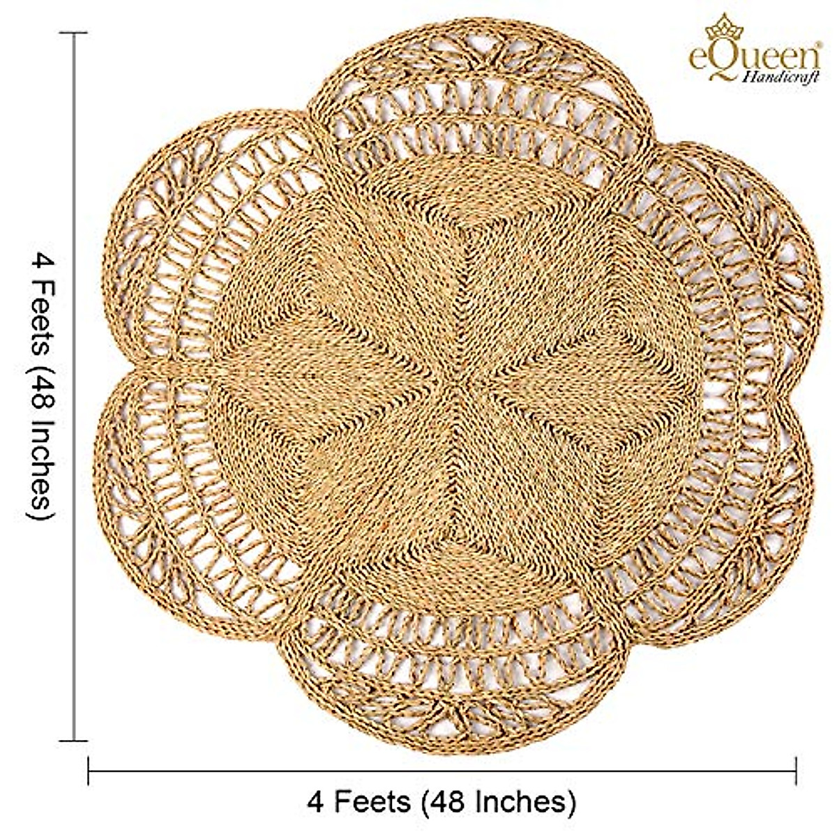 Round Rug 4ft, Seagrass Rug for Area Rugs, Rattan Decor, Boho Carpets and Rugs Living Room and Dining Room Rugs for Under Table, Farmhouse Area Rug, Jute Rug Round, Circle Rug for Wall Decor 4ft