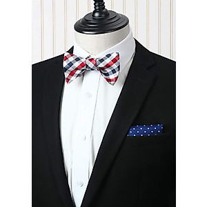 HISDERN 3pcs Mixed Design Classic Men's Self-Tie Bow tie & Pocket Square - Multiple Sets,B3-05,One Size