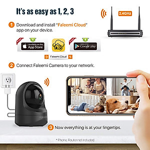 Wireless Security Camera, 1080P Pan/Tilt/Zoom WiFi Indoor Camera, Nanny Cam for Home/Pet/Baby/Elderly, with 24/7 Live Video, Night Vision, 2-Way Audio, Motion Detection, Cloud & SD Card Storage