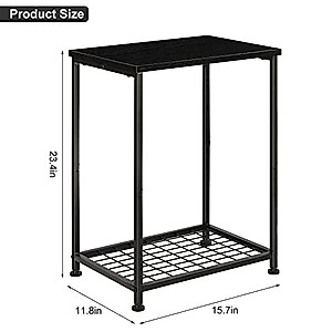 DOMYDEVM Nightstand Black Set of 2, Modern Side End Table, 2 Tier Small Bedside Desk with Storage Shelf for Bedroom Living Room Farmhouse, Printer Table Computer Tower Stand for Office Under Desk