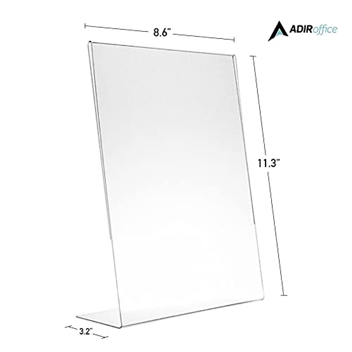 Adir Plexi Acrylic Sign Holder 8.5" X 11" - Shatter Resistant Acrylic Sign Holder - Great for Brochures, Advertising Pamphlets and Restaurant Menus - Pack of 12