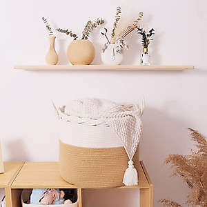 Eternal Beauty Cotton Rope Basket 17”W X14”H Large Woven Storage Basket for Blanket Living Room, Decorative Toy Baby Basket for Kids Nursery,Brown