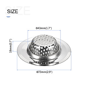 METALLIXITY Bathroom Sink Strainer (2.9") 2pcs, Metal Bathtub Hair Catcher Drain Protector Strainer for Bathroom Bathtub Washbasin, Silver Tone