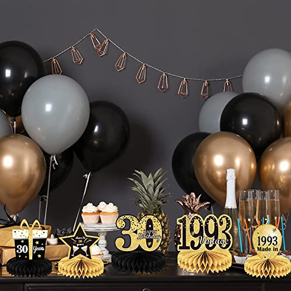 9PCS 30th Birthday Decorations - Vintage Honeycomb Centerpieces
