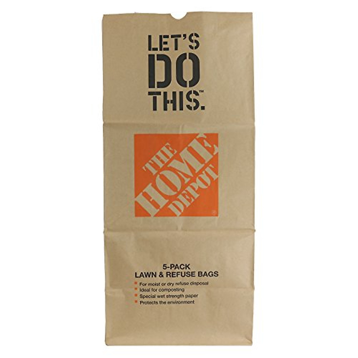 Home Depot Heavy Duty Brown Paper 30 Gallon Lawn and Refuse Bags for Home and Garden (70 Lawn Bags)