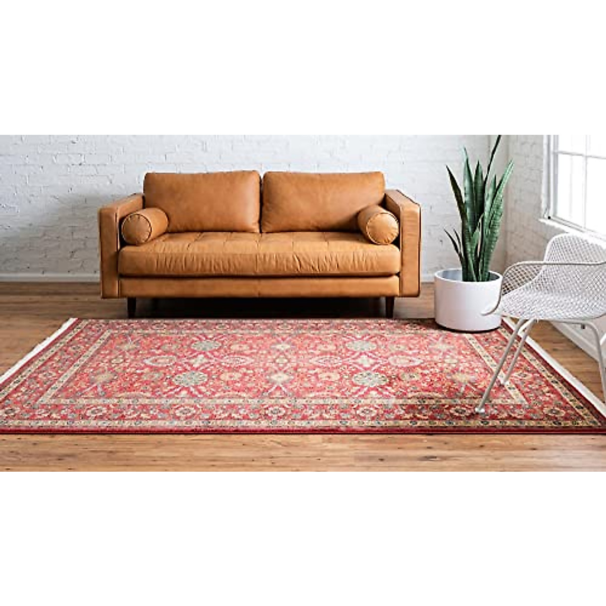 Rugs.com Chelsea Collection Rug – 5' x 8' Red Medium Rug Perfect for Bedrooms, Dining Rooms, Living Rooms