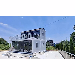 3 Room Container Houses Combined with 2 Two-Story Villas Prefab Luxury Modular Prefab Home with Terrace, guardrail, Staircase Living Room, Bathroom, Kitchen for Homes, Hotels, Offices