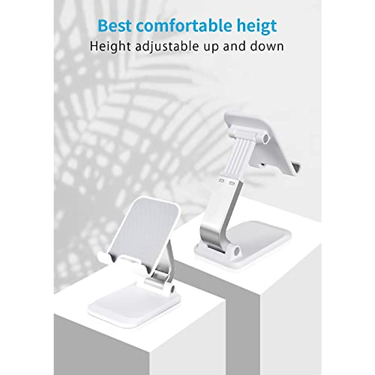 Foldable & Portable Cell Phone Stand with Silicon Pad,Adjustable Angle Height Tablet Desktop Holder Compatible with iPhone 14 Pro Max,Samsung Galaxy S20 and Other 4-8'' Smartphone