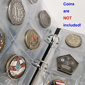 Challenge Coin Holder Collection Display Album Holds 120 Coins, Tokens, Stamps, Medallions, Badges