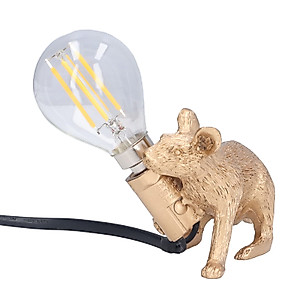 Hyuduo Modern Desk Lamp, Mouse Figure Lights, Novelty Decorative Lamp Holder with E12 Bulb for Home(US Plug Golden Lying),Desktop Decorative Lights