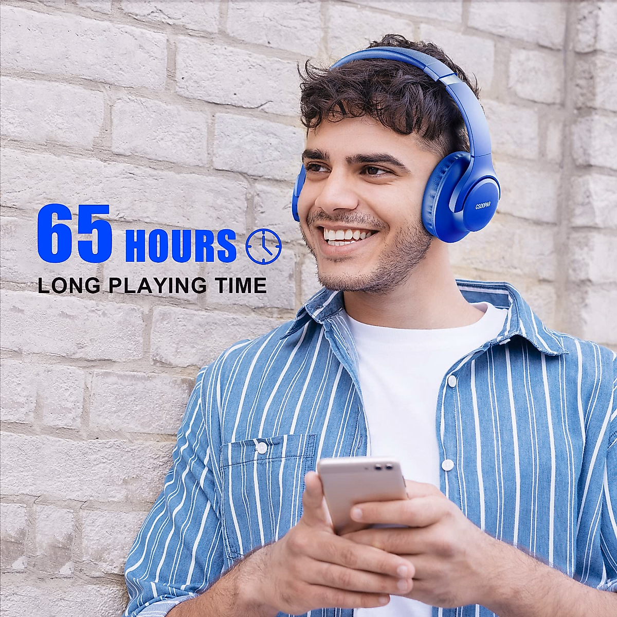 KVIDIO Bluetooth Headphones Over Ear, 65 Hours Playtime Wireless Headphones with Microphone, Foldable Lightweight Headset with Deep Bass, HiFi Stereo Sound for Travel Work Cellphone