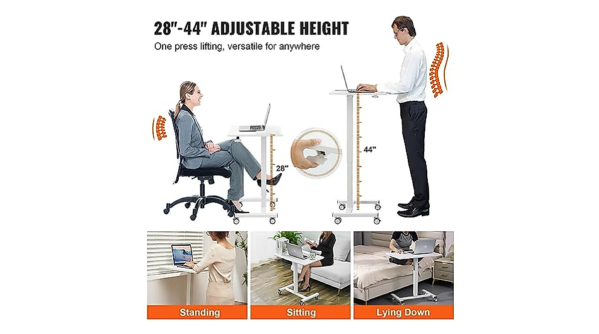 Adjustable Sit-Stand Desk with Wheels - VEVOR
