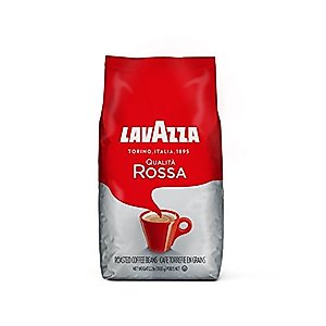 Lavazza Qualita Rossa - 2.2LB Bag of Espresso Beans - Authentic Italian, Blended and Roasted in Italy, Chocolate Flavour, Full Body and Intense Aromas