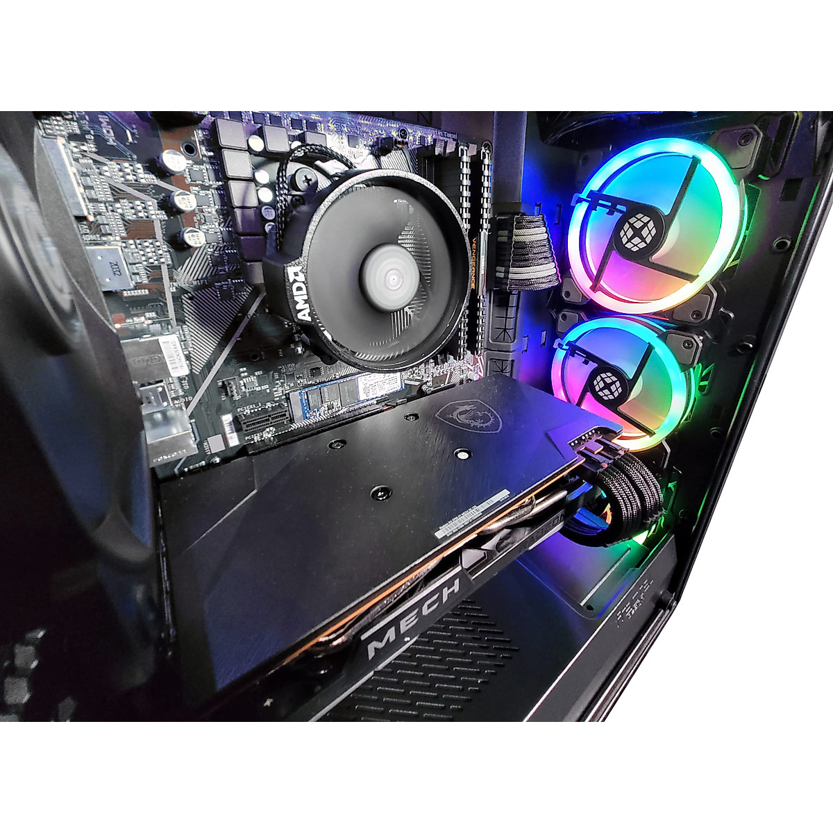 G3 Meshify Optimal Gaming Desktop (AMD Ryzen 5 5600G 6-core 4.4GHz Turbo, 16GB DDR4 RAM, 500GB NVMe SSD, Radeon Graphics, Windows 11) Gamer Computer PC