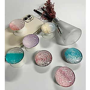 WUYULB Clear Crystal Collapsible Expandiing Mobile Phone Grip Stand Holder for Smartphones and Tablets Cell Phone Accessory (Purple Glitter)