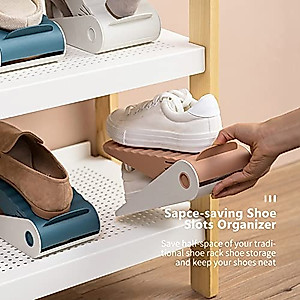 MengK Shoe Slots Organizer Adjustable Shoe Slots Organizer Shoe Racks Shoe Space Saver Shoe Holder Shoe Stacker for Girls Ladies Family Closet Cabinet