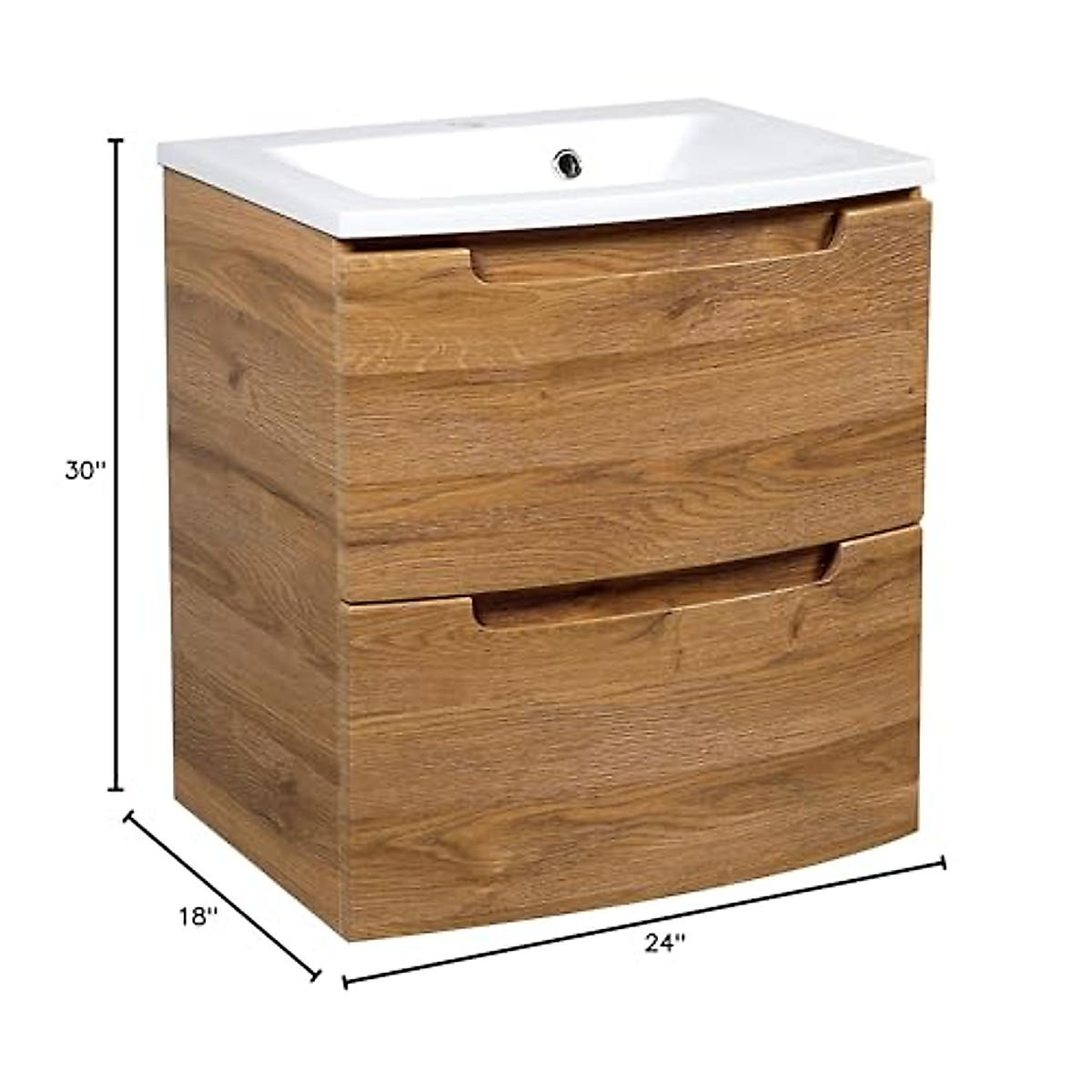 Sample of Cabinet Finish | Modern Wall-Mount Bathroom Vanity with Washbasin | Delux Teak Natural Collection | Non-Toxic Fire-Resistant MDF-No Mirror Included