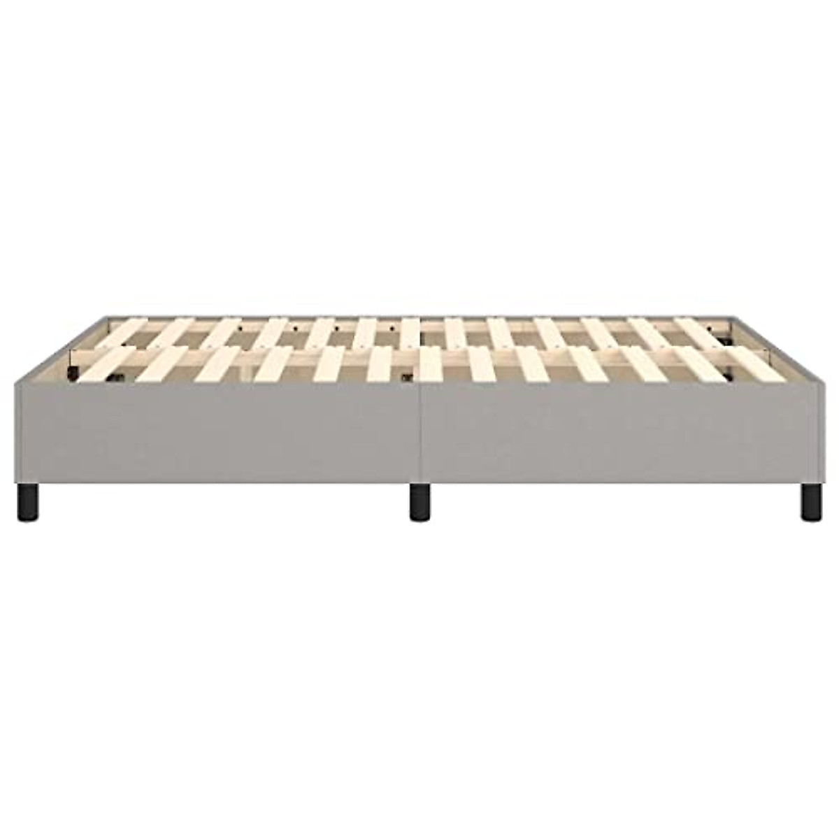 vidaXL Box Spring Bed Frame Home Indoor Bedroom Bed Accessory Wooden Upholstered Double Bed Base Furniture Light Gray 59.8"x79.9" Queen Fabric