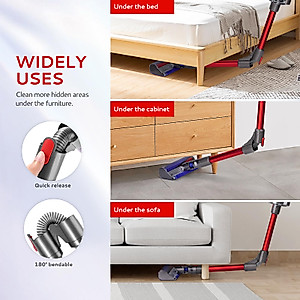 Foldable Extension Wand Compatible with Dyson V7 V8 V10 V11 V15 Cordless Vacuum Accessories, Upgrade Quick Release Wand Replacement for Dyson Stick Vacuum Attachments(Red)