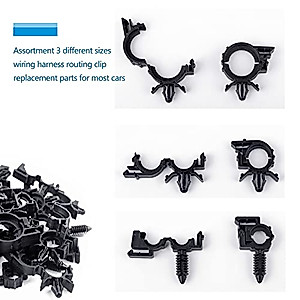 UNIGT 150pcs Push Mount Cable Zip Tie with Car Wire Loom Routing Clips, Universal Compatible with GM Ford Trucks Cars Sedan UTV Engine Bay Self Locking Straps