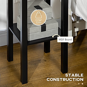 HOMCOM 2-Tier Side Table with Drawer, Narrow End Table with Bottom Shelf, for Living Room, Set of 1, Black